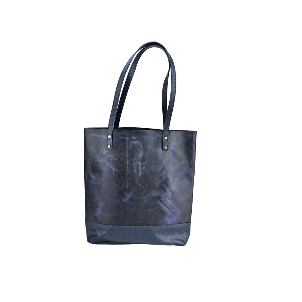 Teal Blue Leather minimalist tote bag(sj-twbu02) - URBANCOLOR